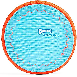 Chuckit! Paraflight Flying Disc Dog Toy - Water Floating Flyer - Durable Nylon Construction with Soft Rubber Edges - For Small and Medium Dogs - Size Small - 6.75" L x 6.75" W - Pack of 1