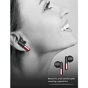 Acuvar in-Ear Wireless Bluetooth 5.2 Headphones, Earbuds with Microphone Compact Rechargeable USB C Smart LED Case for Smartphones Android iOS (Red)