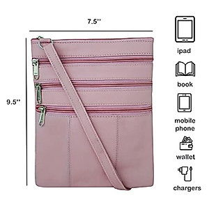 INGEAR Genuine Cow Hide Leather Crossbody Bags for Women Clutch Purses for Women Satchel Bags for Womens Crossbody Purse (Rose Gold)