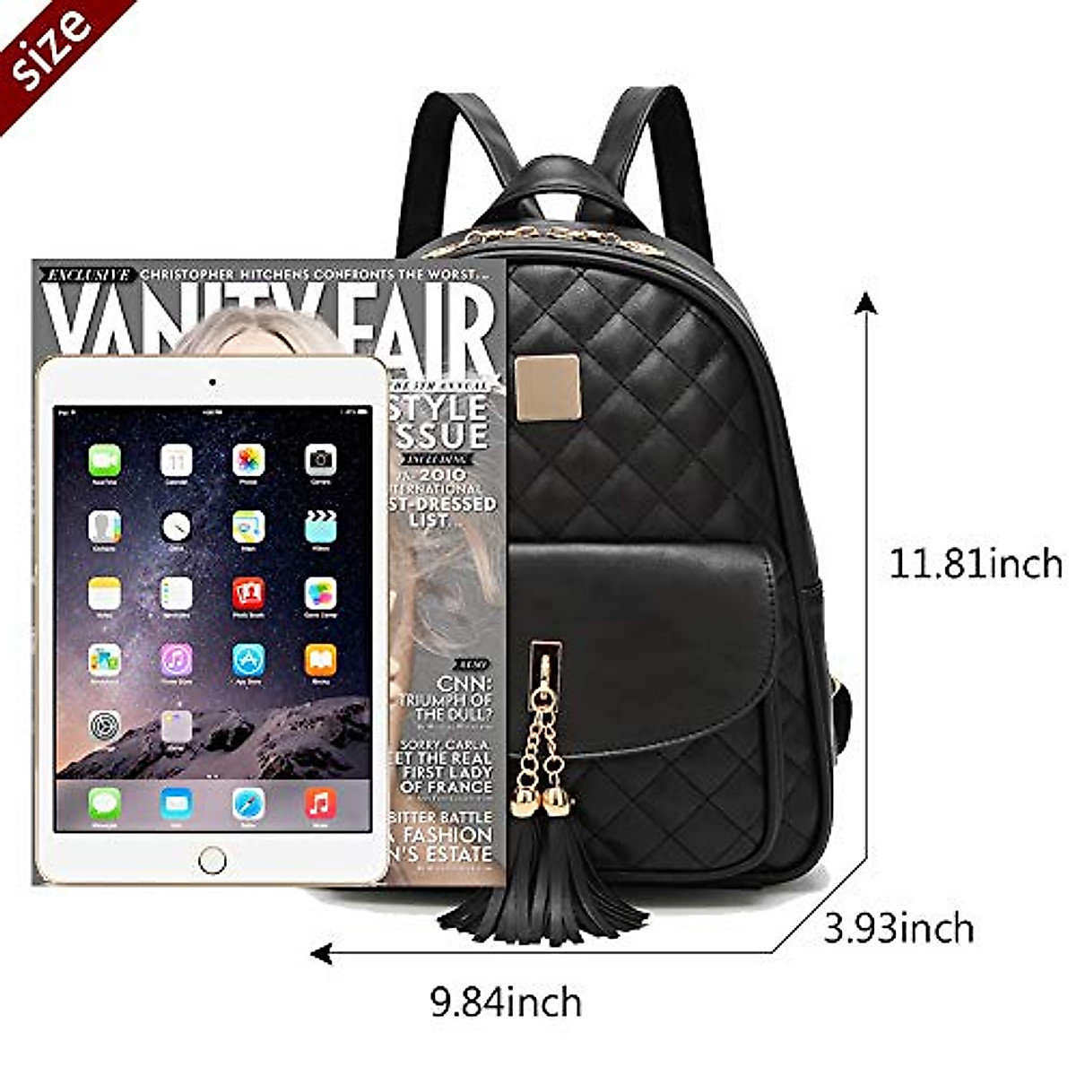 I IHAYNER Women’s Backpack 3-pieces Fashion PU Leather Simple Design Bags Travel Bookbag Beige for Women Black