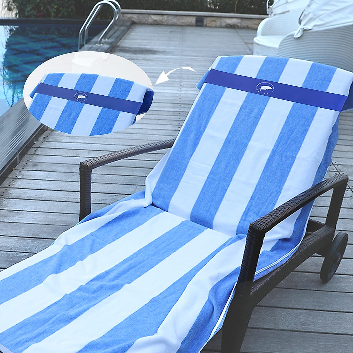 growell Towel Bands (6 Pack) - Stretch Beach Towel Clips for Beach Cruise Pool Chairs, Lounge Towel Holder Elastic, Cruise Ship Essentials (A Mix 6 Colors)