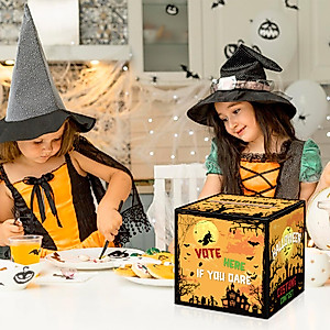 Halloween Party Game Card Box Costume Contest Ballot Card Box, 50 Ballot Voting Cards, Cast Votes for Your Favorite Costumes, Game & Party Supplies for Home, Work, School, & Bar Costume Parties Decor