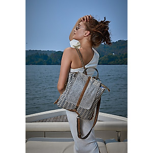 Myra Bag Honey Bee Cowhide & Upcycled Canvas Backpack S-1162