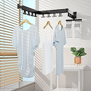 plainshe Wall Mounted Clothes Drying Rack,Laundry Drying Rack Wall Space Saver Clothes Rack,Retractable,Collapsible(Tri-Fold), for Balcony,Laundry,Bathroom