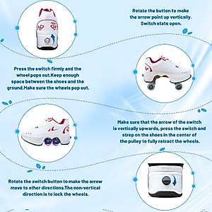 Women's Deformation Roller Skates, Multifunction Adjustable Double Row Roller Shoes for Men, Retractable Four-Wheeled Pulley Rollerskates, Outdoor Automatic Walking Sneakers