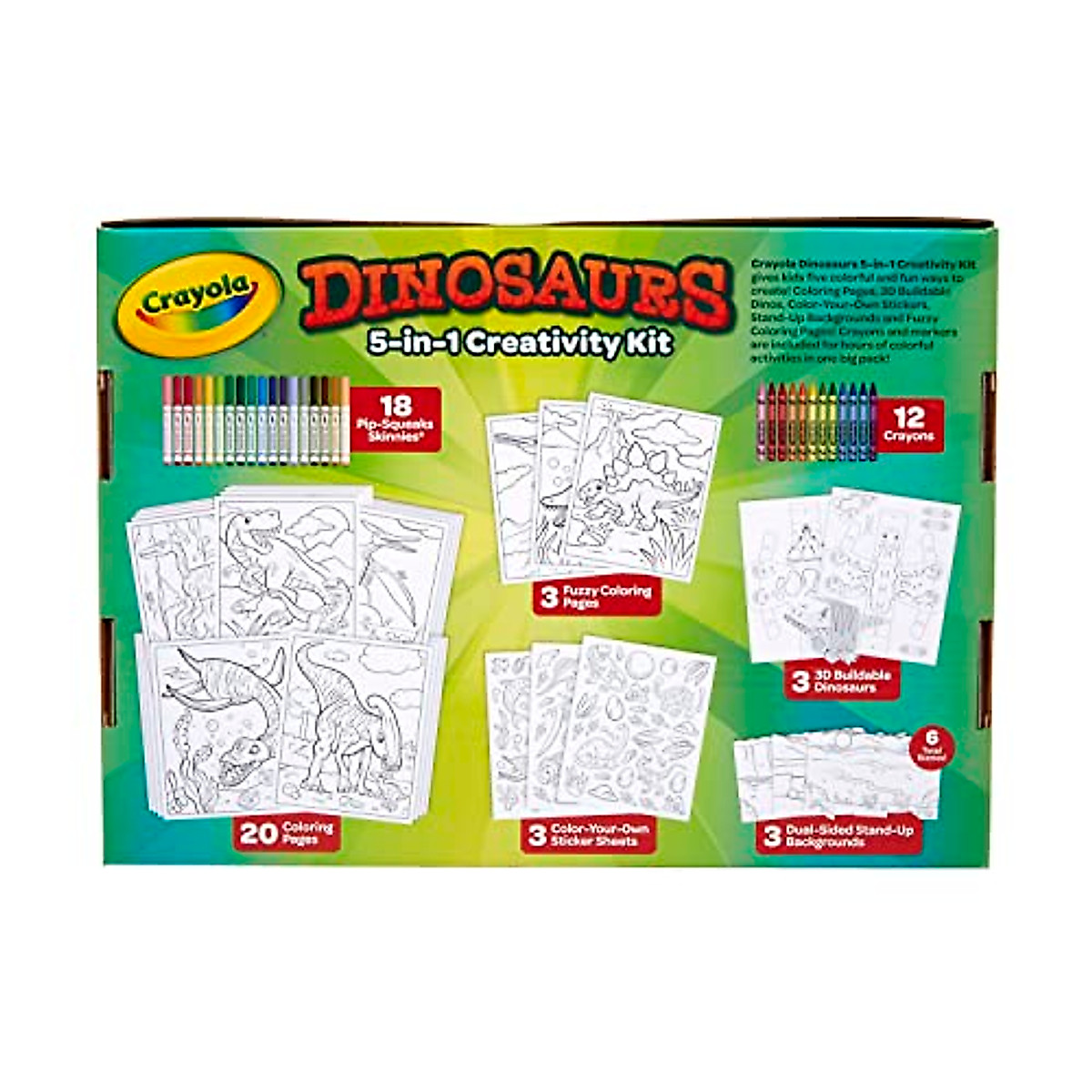 Crayola Dinosaur 5-in-1 Art Kit, Dinosaur Toys Alternative, Gift for Kids, Ages 4, 5, 6, 7