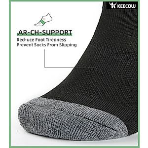 KEECOW Performance Comfort No Show Ankle Cushion Socks For Men & Women, Athletic, Tab, Short, Socks For Running, Walking, Outdoor (Large, Black (6 Pairs))