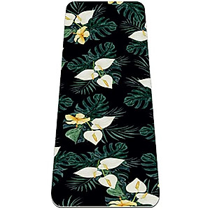 Dragon Sword Nordic Idyllic Tropical Flowers Premium Thick Yoga Mat Eco Friendly Rubber Health&Fitness Non Slip Mat for All Types of Exercise Yoga and Pilates (72" x 24" x 6mm)