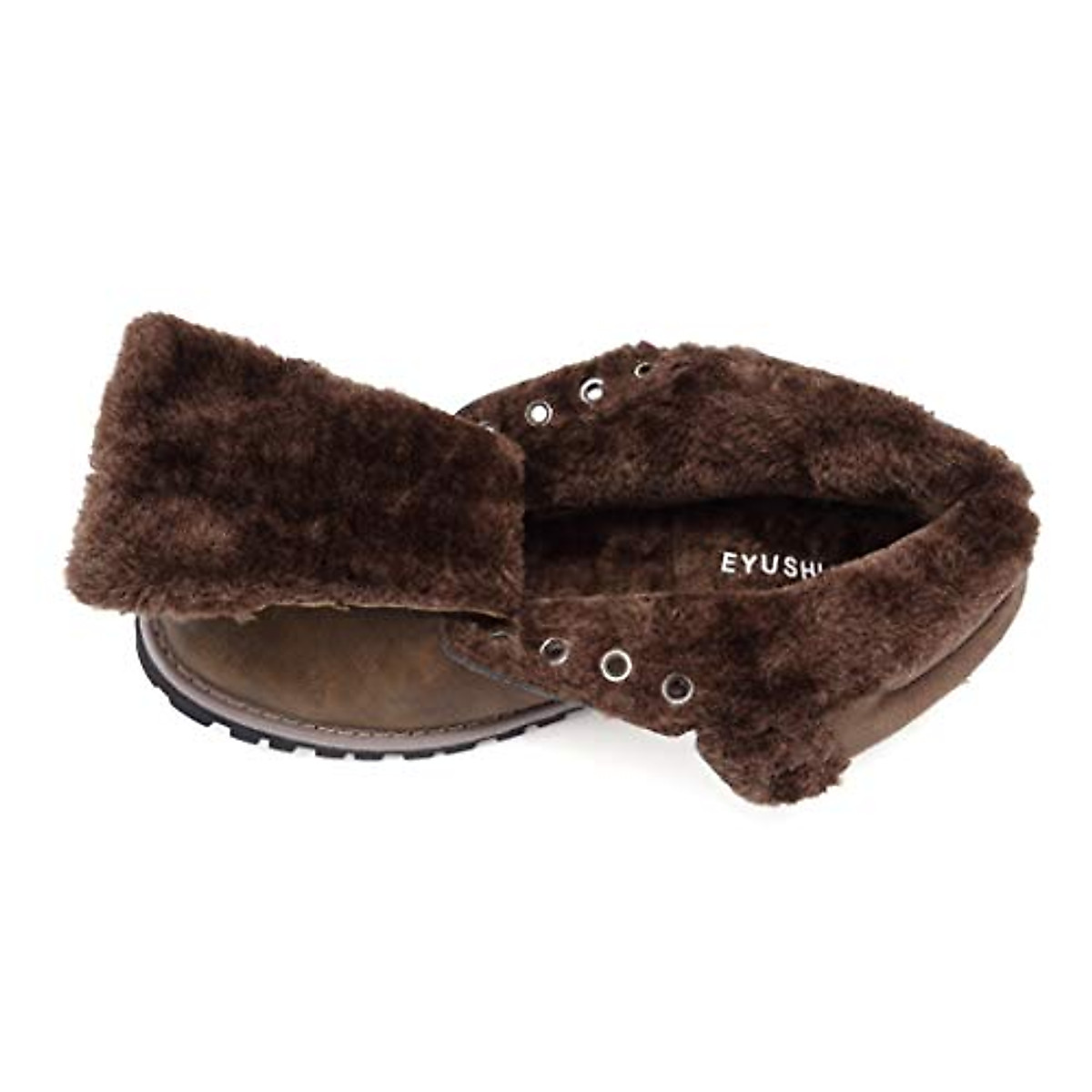 EYUSHIJIA Men's Hiking Boots Waterproof Outdoor Mid Ankle Lightweight Snow Shoes Trekking Trails(11, Brown-07-Fur Lining)