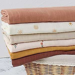 LifeTree Muslin Baby Swaddle Blankets Neutral, Organic Cotton, Large 47 x 47 inches, Swaddling Receiving Blanket for Boys & Girls (Beige)