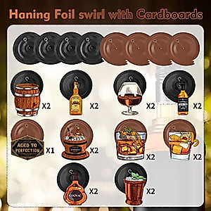 46 Pcs Whiskey Birthday Party Decorations Whiskey Party Hanging Swirls Aged to Perfection Party Supplies Black Gold Birthday Hanging Swirls Decoration for Men Adult 30th 40th 50th Birthday Decorations