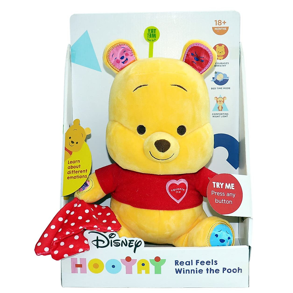 Disney Hooyay Real Feels Interactive Winnie The Pooh Plush Early Learning Toy Teaches Toddlers About Emotion with Night Lite Mode for 18 Months and Up