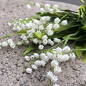 RIABXZ 12 Pcs Lily of The Valley, Artificial Lily of The Valley Flowers Arrangement Bundle for Wedding Bouquet Home Garden Decor White Wedding Artificial Flowers