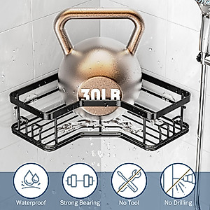 MAXIFFE 4 PCS Shower Caddy Adhesive Replacement, Shower Organizer Transparent Adhesive Strip, No Drilling Sticker Strip for Shower Caddy Organizer Shelves