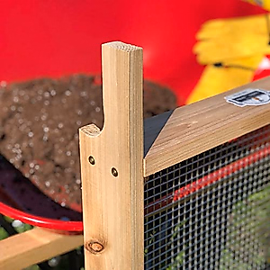 Raw Rutes Cedar Garden Sifter for Compost, Dirt and Potting Soil - Made in The USA - Sustainable Cedar - Heavy Duty Stainless Grate (Wheelbarrow Garden Sifter)