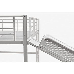 DHP Junior Twin Metal Loft Bed with Slide, Multifunctional Design, White with White Slide