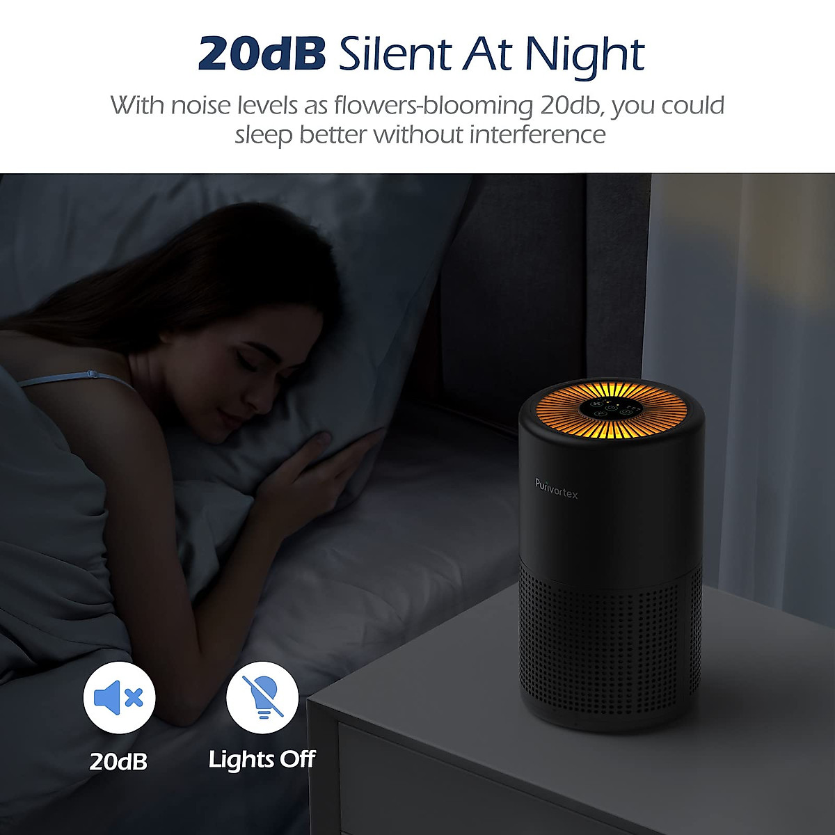 Air Purifiers for Bedroom Home, H13 True HEPA Air Filter, 20db Quiet Air Purifier for Dust Smoke Pollen Dander Pet Odor, Small Air Cleaner for Office Living Room, Ozone Free, 215 ft² Coverage