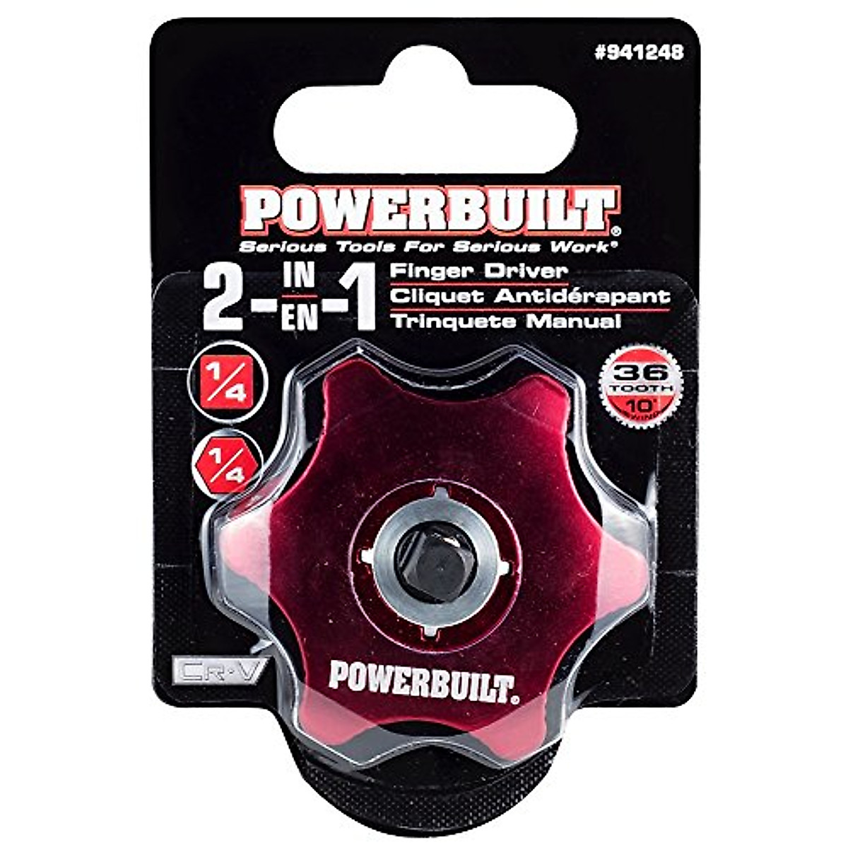 Powerbuilt 1/4-Inch Drive 2 in 1 Thumb Ratchet & Bits Driver, Finger Ratchet,Red,941248