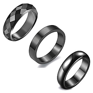 Hematite Rings for Women Anti-Swelling Black Obsidian Rings for Women Men (Ring Size 8)