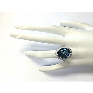 Lzz Fashion Lady London Blue Topaz Gemstone Ring Cubic Zirconia 925 Sterling Silver Ring Oval Cut Single Stone Ring Bridal Jewelry Size 6-10 (US code 7)