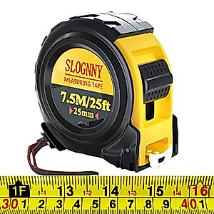 25FT Tape Measure,SLOGNNY Self-Locking Measuring Tape with Rubber Covered Case,Professional Measurement Tape with Inch and Metric