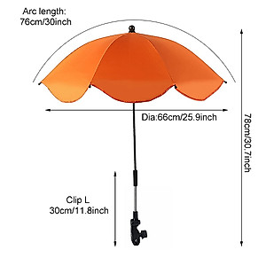 Xiaokeis Baby Stroller Umbrella Portable Folding Sun Umbrella Pushchair Parasol Umbrella Universal Clip Fixing Device Detachable Infant Sun Protection Umbrella for Pram,Pushchair Buggy(Orange)