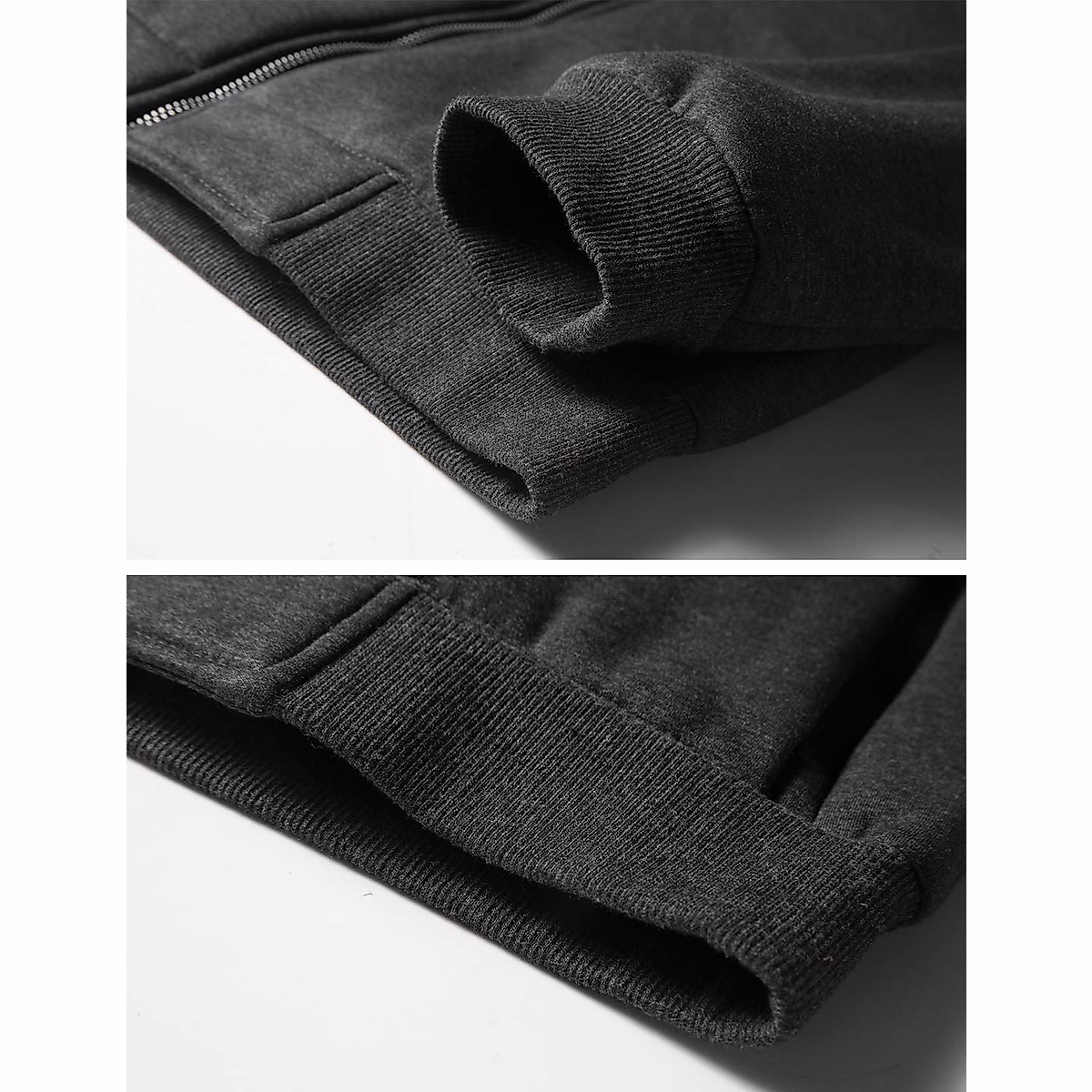 Gihuo Men's Winter Sherpa Lined Hoodie Zip Up Sweatshirt Heavyweight Warm Fleece Jacket with Pockets (Dark Grey, Large)