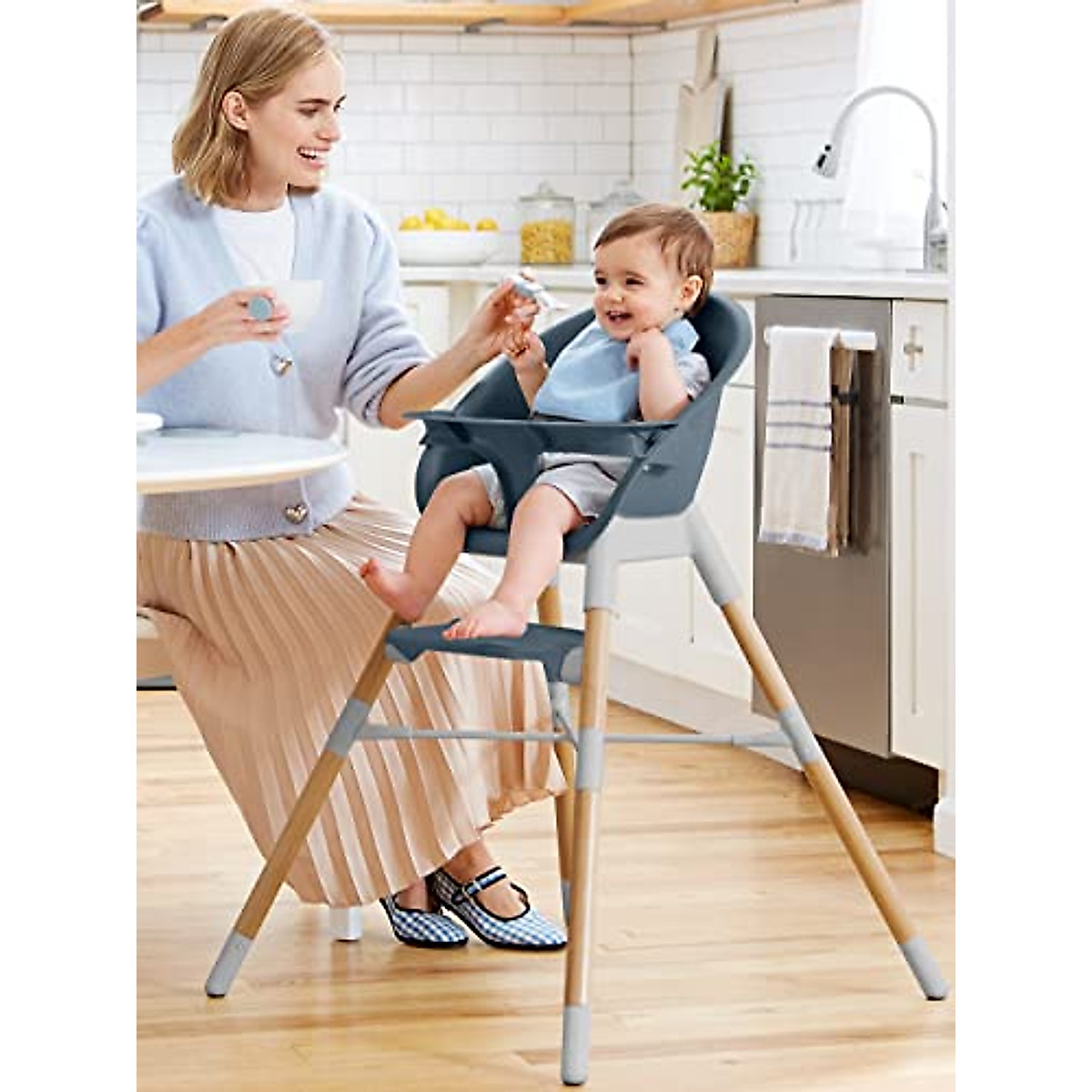 Skip Hop Baby High Chair 4 in 1 Convertible High Chair, EON, Slate Blue