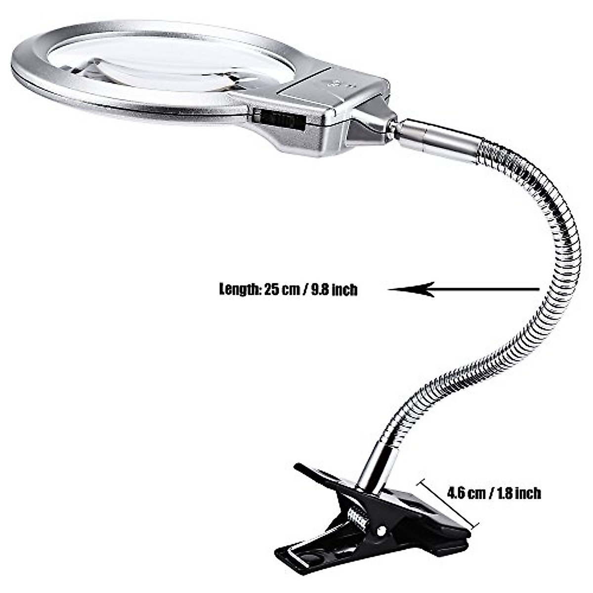 Magnifers Lighted Hands Free,Pro-Flex Desk Led Magnifying Glass Lamp 2.25X 5X Insert Lens Desktop Table Lamp for Close Work, LED Lighted Gooseneck Magnifier with Clamp for Reading