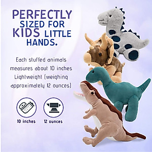 PASSIONFRUIT Plush Dinosaur Toys for Kids – 4-Pack Soft & Huggable 12-Inch Stuffed Animals – Cute & Squeezable Dinosaurs for Boys & Girls