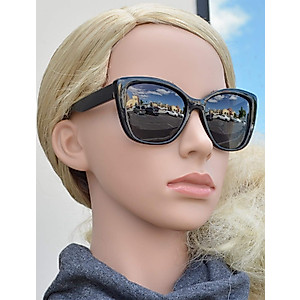 Be One Women Cat Eye Fashion Sunglasses - Polarized UV400 Classic Retro C1 Black Frame + Black Lens