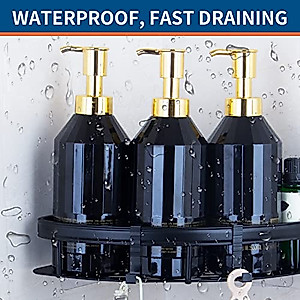 Shower Caddy, Shower Shelves-2 Pack, Adhesive Shower Organizer No Drilling, Large Capacity, Traceless Space Aluminum Adhesive Shower Bathroom Organizer, Shower Shelf for Inside Shower(Matte Black)