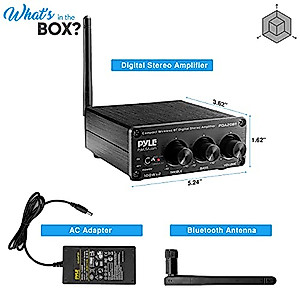 Pyle Bluetooth HiFi Mini Audio Amplifier-Class D Digital Desktop PC Stereo Amplifier Receiver(2 x 100 Watt MAX) Aluminum Diecast- Pyle PDA20BT