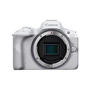 Canon EOS R50 Mirrorless Vlogging Camera (Body Only/White), RF Mount, 24.2 MP, 4K Video, DIGIC X Image Processor, Subject Detection & Tracking, Compact, Smartphone Connection, Content Creator