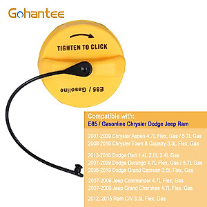 E85 Gas Cap Fuel Cap 52030380AB Replace 52030380AA Compatible with 2008-2016 Chrysler Town & Country 2007-2009 Jeep Commander Grand Cherokee 2008-2019 Dodge Grand Caravan 2013-2016 Dodge Dart