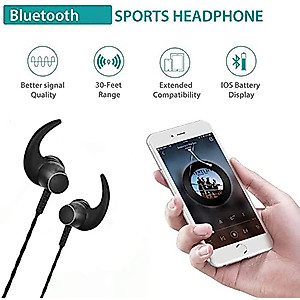 VIGROS ENC Noise Canceling Neckband Wireless Bluetooth 2 EQ Earbuds in-Ear Gaming Earphones, LED Light Fast Charge 70 Hours Play Headsets, Sweat Proof Ear-Hook Headphones Outdoor/Sports/Workout