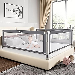Ixdregan Bed Rail for Toddlers - Double Side Lift and Adjustable Height Bed Rails for Queen Bed, Safe & Nature Fiber Material Washable, Fits for Full-Size Bed Rail for Baby (Grey, 1 Piece, 78.7‘’)