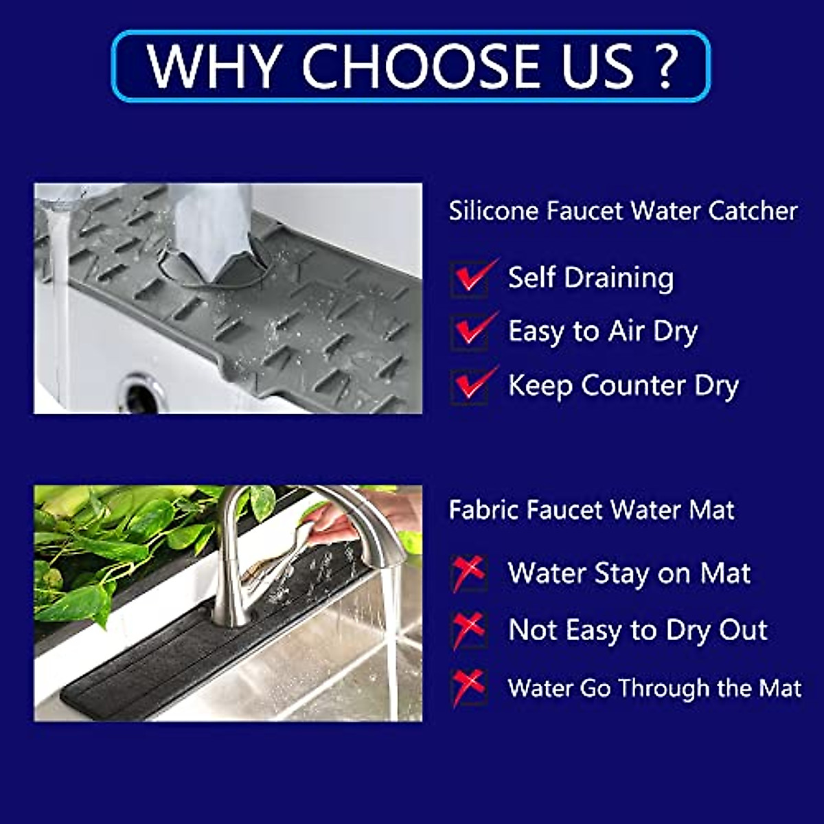 LBMZVZU Silicone Faucet Splash Guard, Kitchen Sink, Countertops, Tabletop, Painted, 14.56 x 5.43 x 0.31 inches