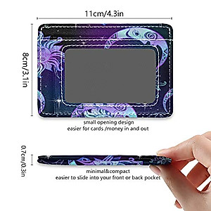 Linomo Thin leather Card Holder and Money Clip Galaxy Sun Moon Star Wallet RFID Blocking for Men & Women