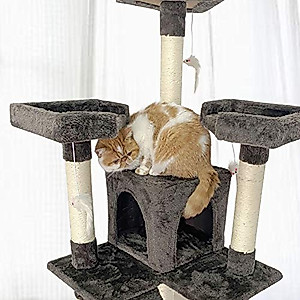 Confote 65” Multi-Level Cat Tree with 2 Condos and 3 Perches, Climber Tower Furniture for Large Cats Kitten