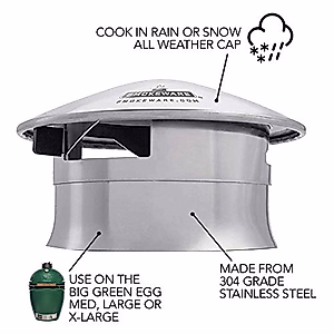 SmokeWare Vented Chimney Cap – Compatible with The Big Green Egg, Stainless Steel Replacement Accessory