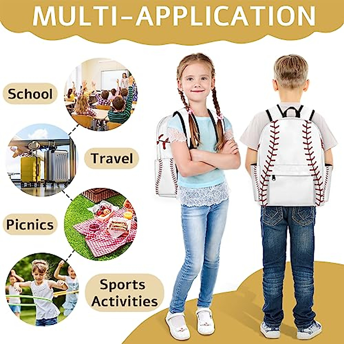 Toddler Backpack for Boys Girls, Kids Backpacks for Preschool, Kindergarten, Elementary School with Padded Back, Durable School Bags Children Bookbags Casual Travel Back Pack (Baseball)