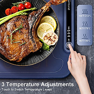 Extra-Large Electric Warming Tray - 3 Temp Levels Food Warmer, Foldable Silicone Heating Tray with Child Safety Lock, Auto-Shutoff, Full Surface Heating Food Warming Mat for Gatherings, Parties