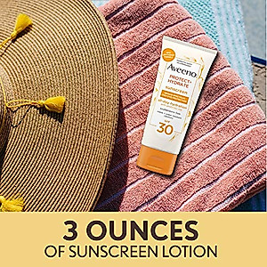 Aveeno Protect + Hydrate Moisturizing Body Sunscreen Lotion With Broad Spectrum Spf 30 & Prebiotic Oat, Weightless & Refreshing Feel, Paraben-free, Oil-free, Oxybenzone-free, 3.0 ounces
