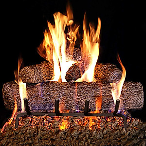 Peterson Fyreside 24-inch Live Oak Log Set with Vented Burner, Auto-Safety Pilot Control Valve and Gas Connection Kit (Propane Gas Only)