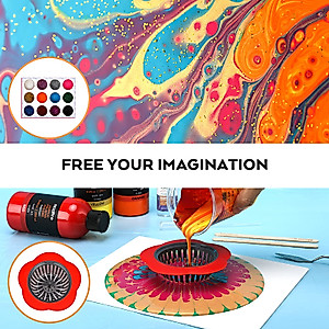 Nicpro 14 Colors 8.45oz Acrylic Pour Paint Supplies Kit, Large Volume Premixed High Flow Painting Bulk Set with Canvas, Wood Natural Slices, Pouring Oil, Tools Gloves, Strainer, Cups for Beginner DIY