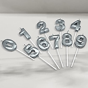 30th Birthday Candles for Cake, Silver Number 30 3D Diamond Shaped Candle Birthday Decorations Party Supplies for Women or Men