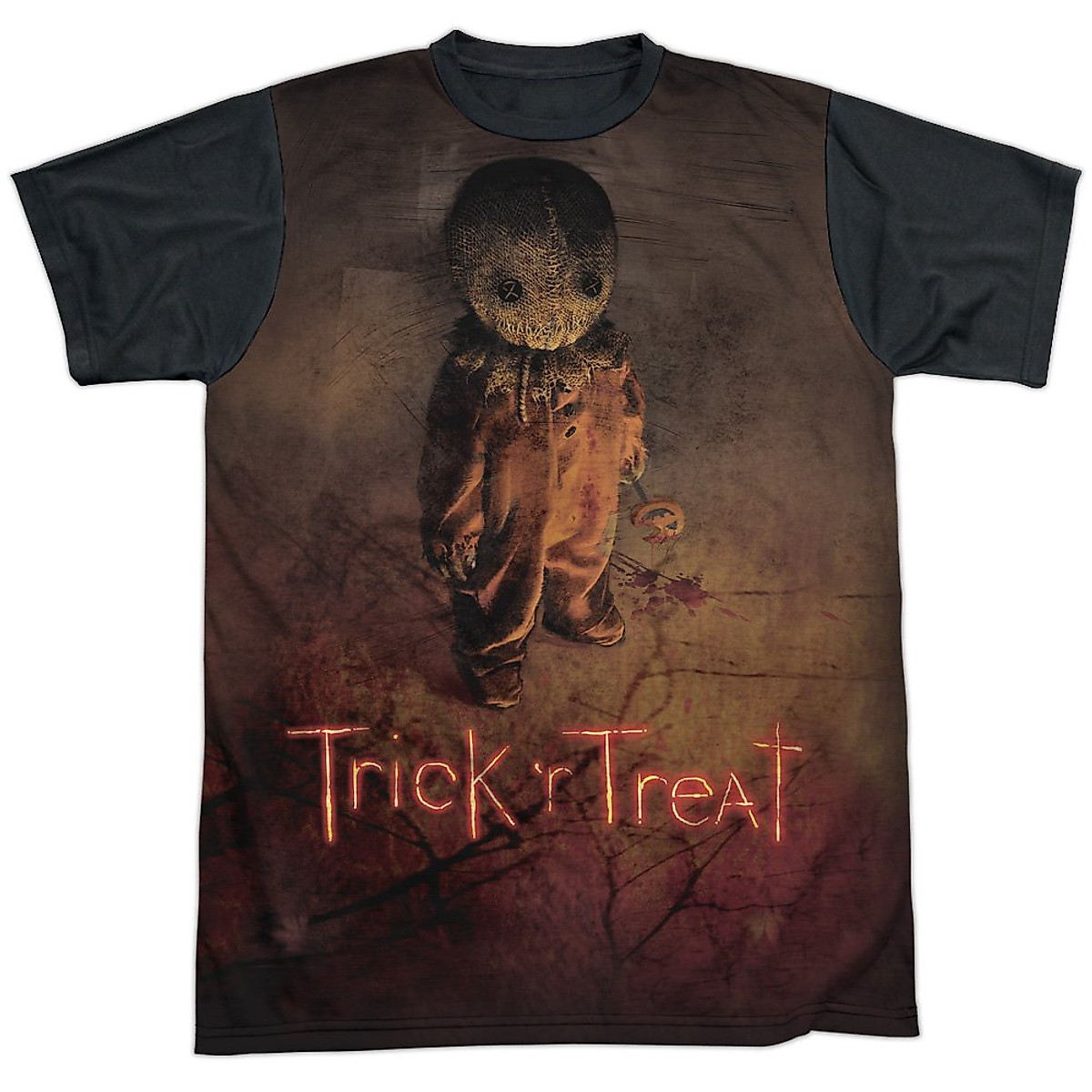 LOGOVISION Trick R Treat Trick Poster Unisex Adult Halloween Costume Sublimated T Shirt (Black Back), 3X-Large