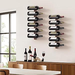 B4Life Wine Rack Wall Mounted, Wall Wine Rack for 12 Wine Bottles Wood Wine Racks for Wall, Wine Holder Wall Mounted Wine Bottle Racks for Kitchen,Dining Room,Bar