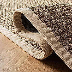 SAFAVIEH Natural Fiber Collection 8' x 10' Ivory NF114J Border Basketweave Seagrass Area Rug